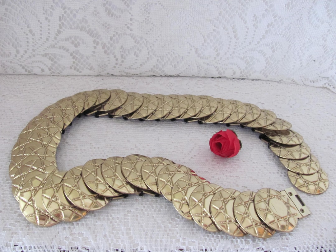 1970's GOLD STRETCH BELT, Vintage Disc Belt, Gold Stretch Belt, Disco ...