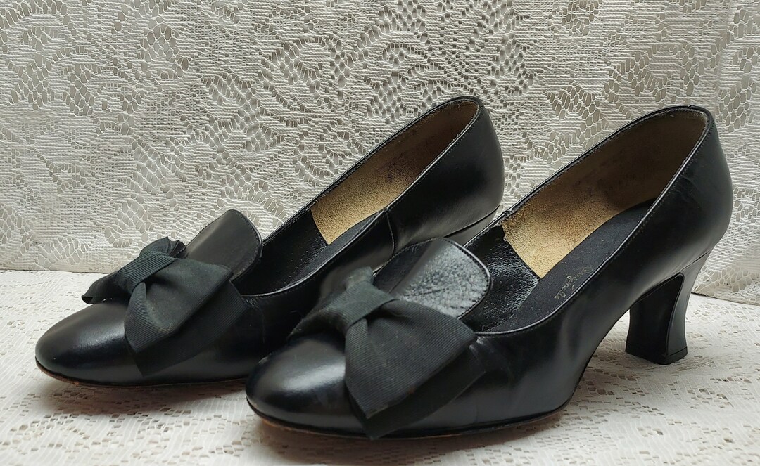 VINTAGE MANDEL'S HEELS, Vintage Pumps Size 9, Black High Heel Shoes ...