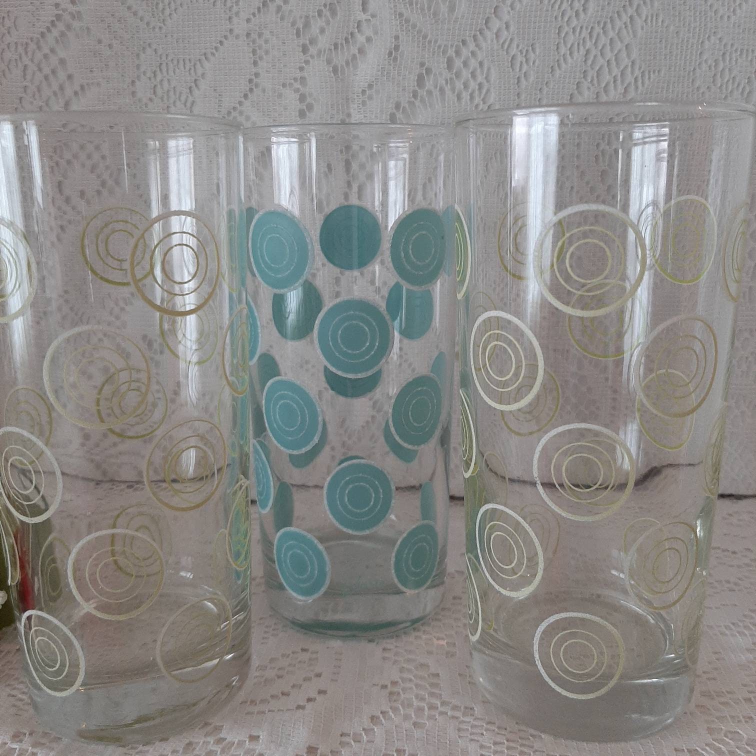 VINTAGE DRINKING GLASSES Retro Bar Glasses Vintage Kitchen | Etsy