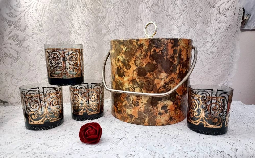 VINTAGE BARWARE SET, Set of Mid Century Lowball Cocktail Glasses, 1970 ...