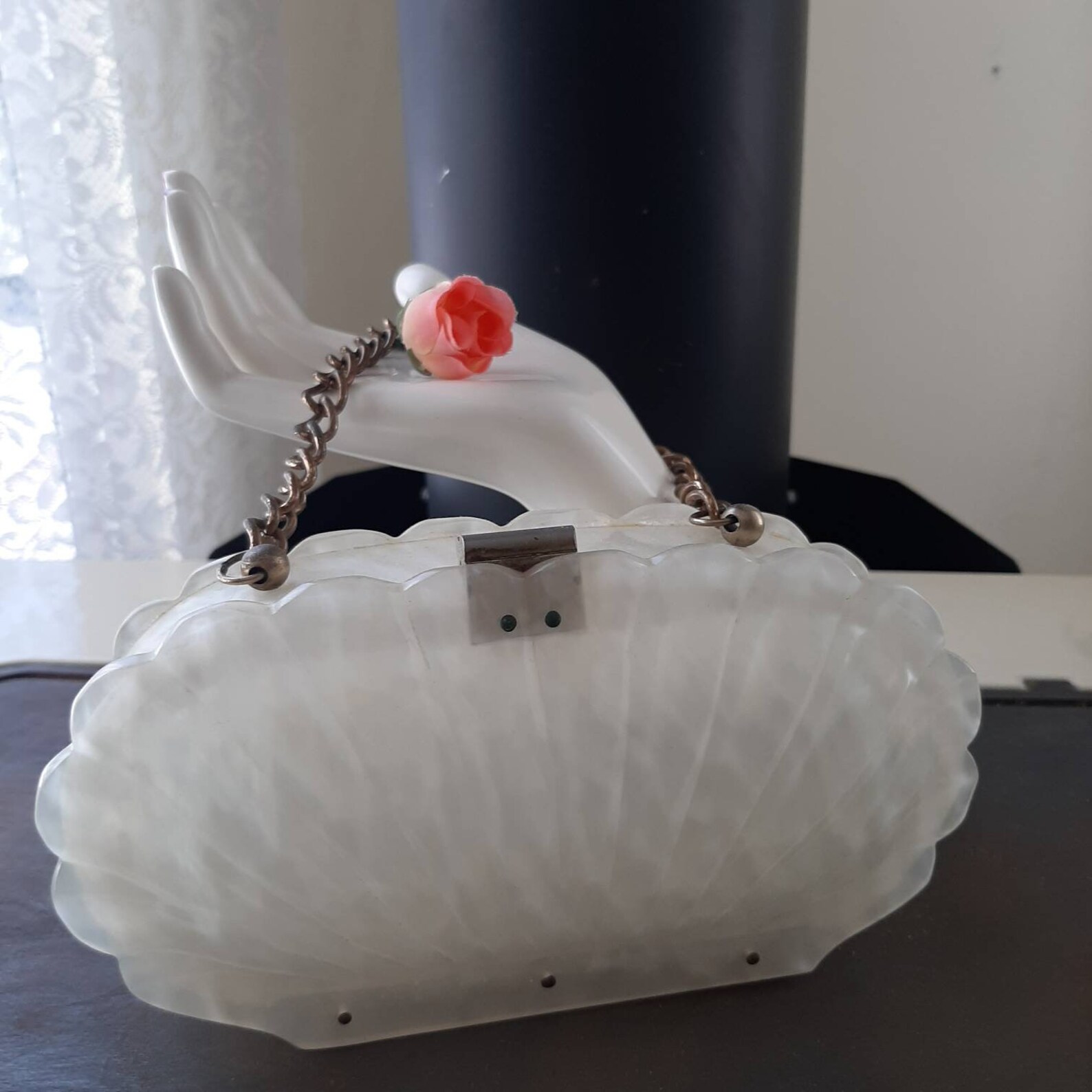 LUCITE CLAMSHELL PURSE, Vintage Bakelite Purse, 1950's Bridal Purse ...