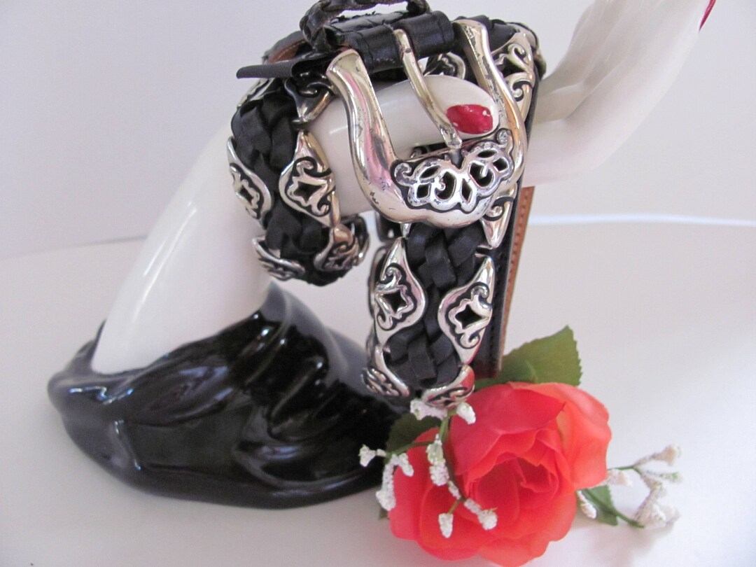 Vintage Brighton Braided Leather Conch Belt: Southwestern Biker Style ...
