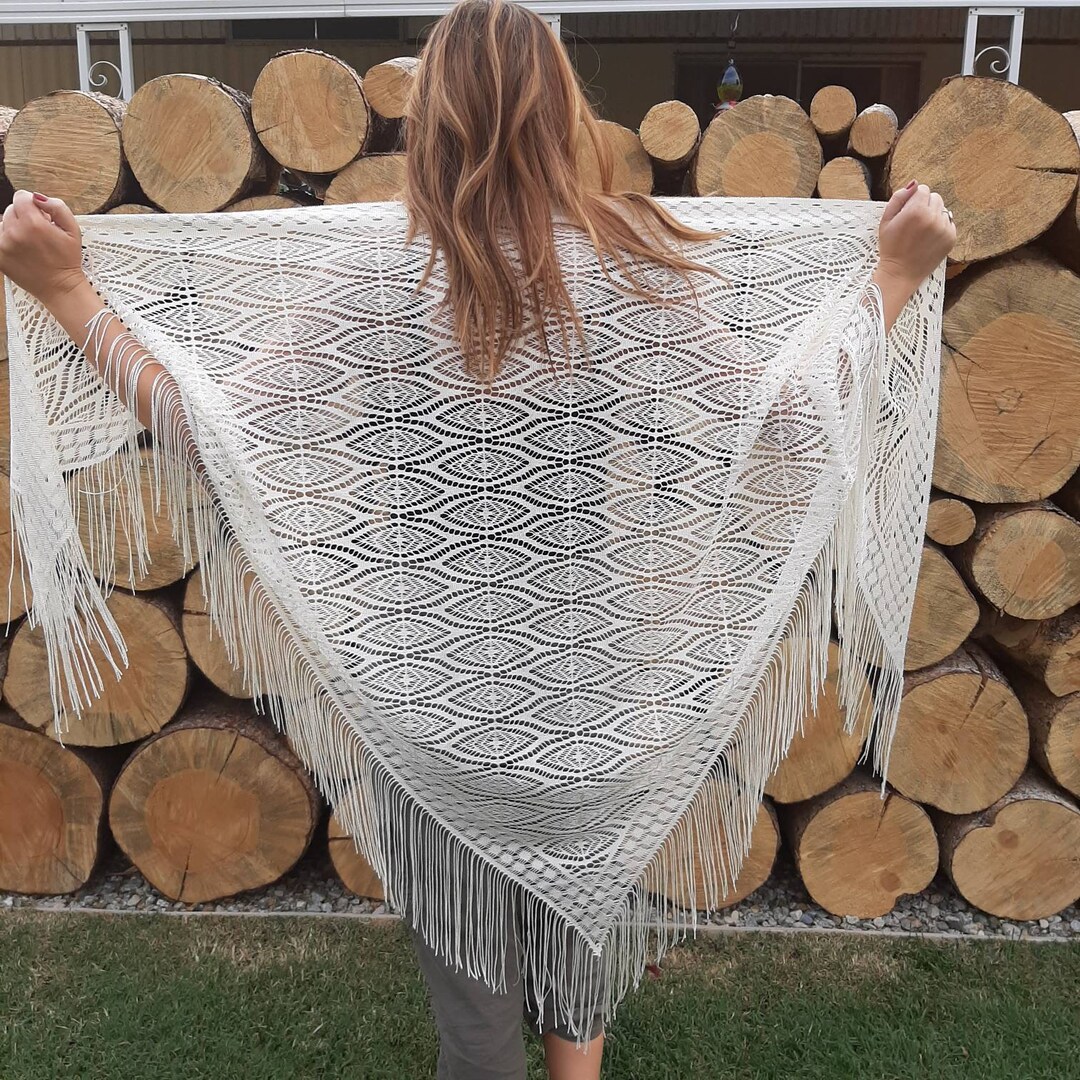 VINTAGE LACE SHAWL, Vintage Gypsy Lace Wrap, Pin up Fashion, Triangle ...