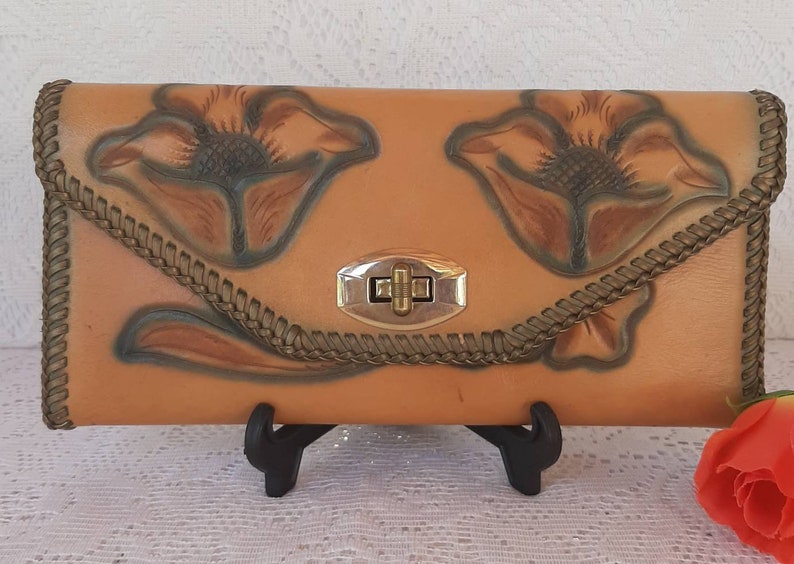 TOOLED LEATHER WALLET Vintage Billfold Tooled Hippie Wallet - Etsy