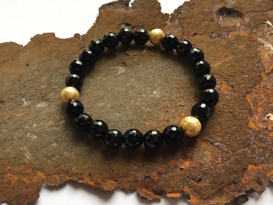 Onyx Bracelet With Gold Elements - Etsy