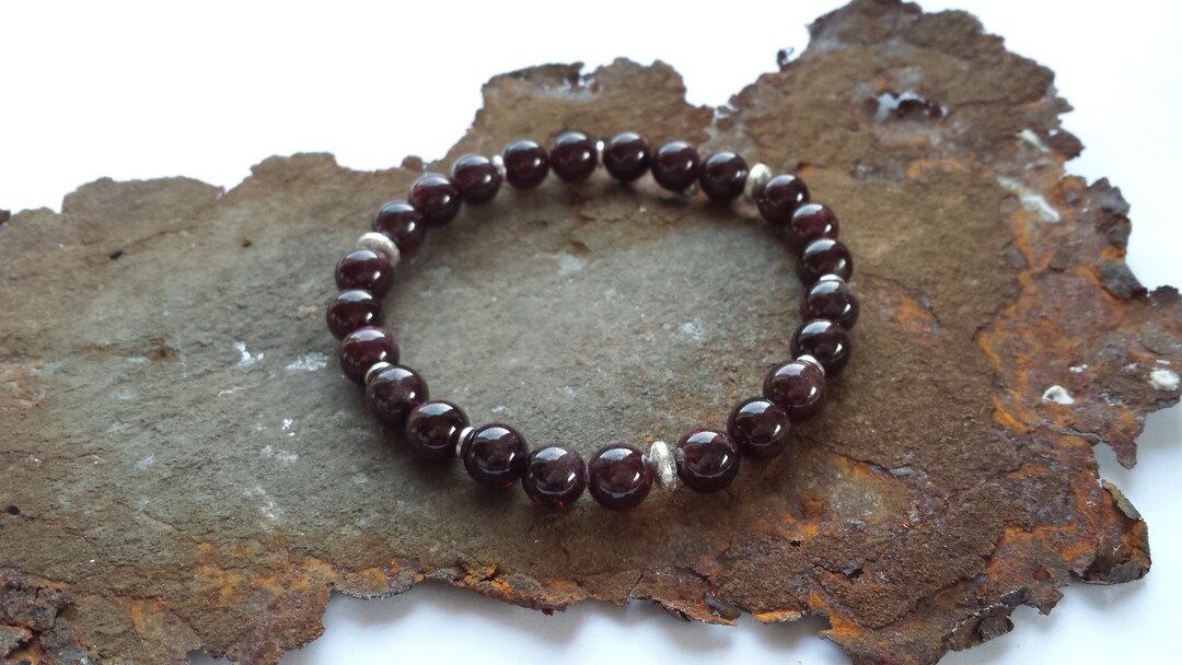Garnet Bracelet With 925 Silver Elements - Etsy