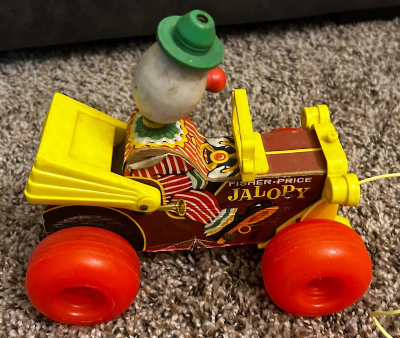 Fisher-price Vintage Jalopy Wooden Pull Toy - Etsy