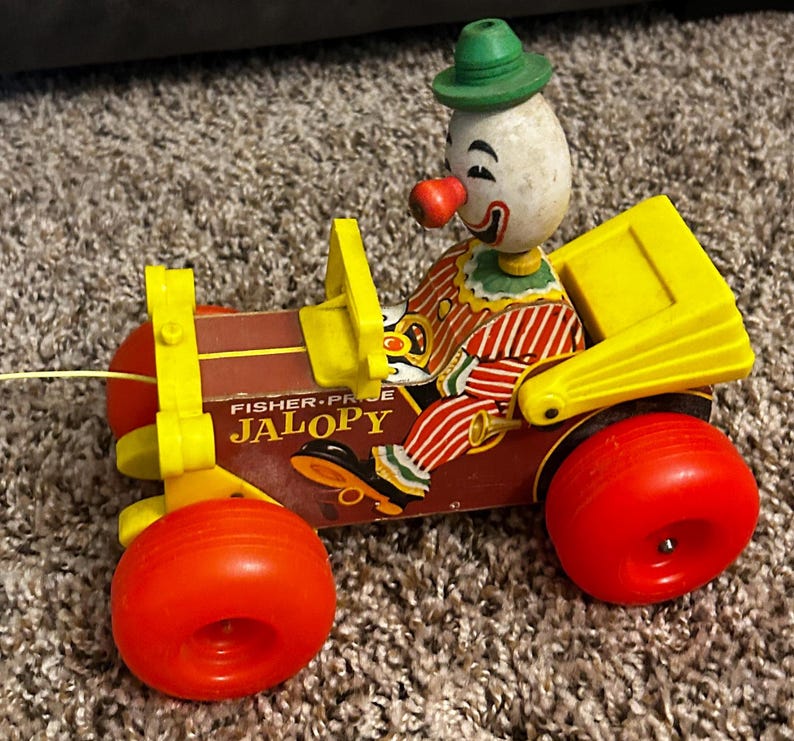 Fisher-price Vintage Jalopy Wooden Pull Toy - Etsy