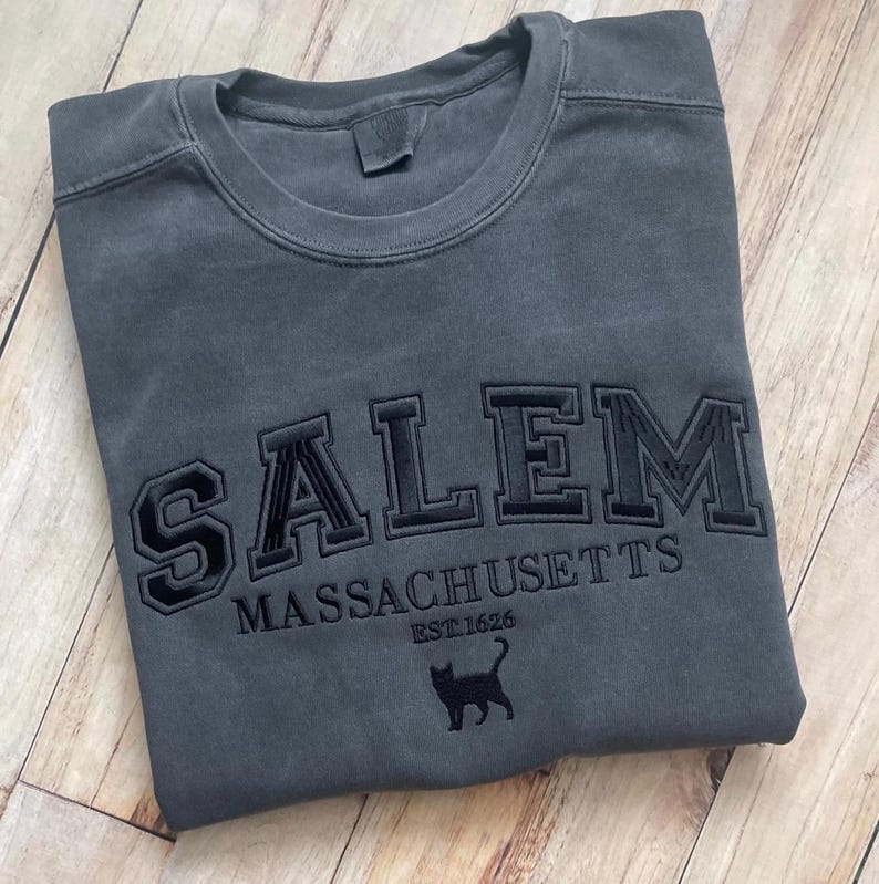 Salem Massachusetts Embroidered Sweatshirt | Comfort Colors Crewneck ...