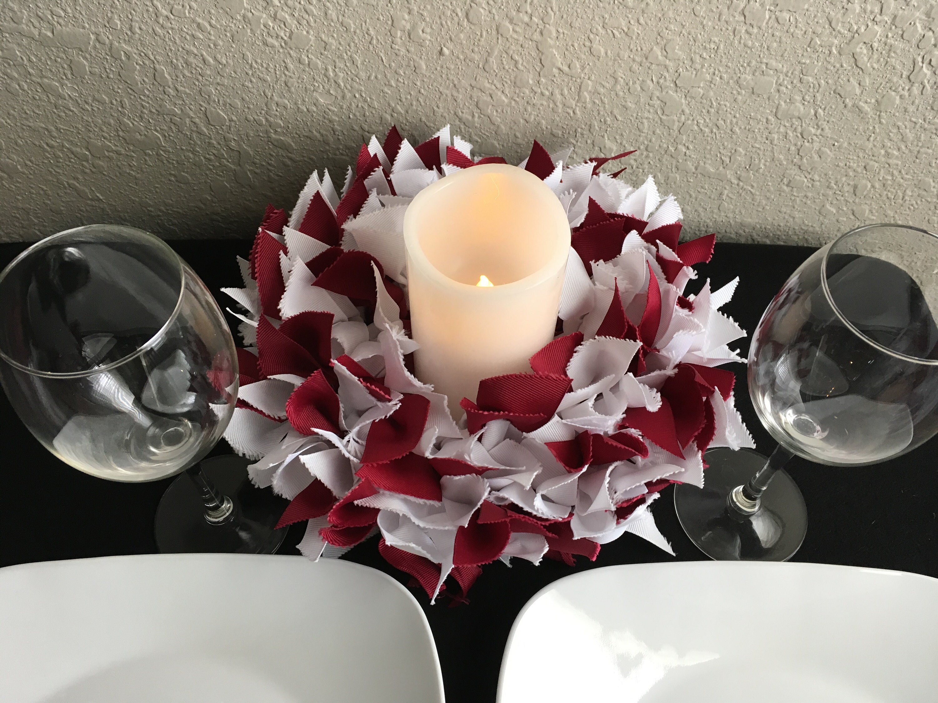 Ribbon Centerpiece for Table , Romantic dinner decor, Candlight ...