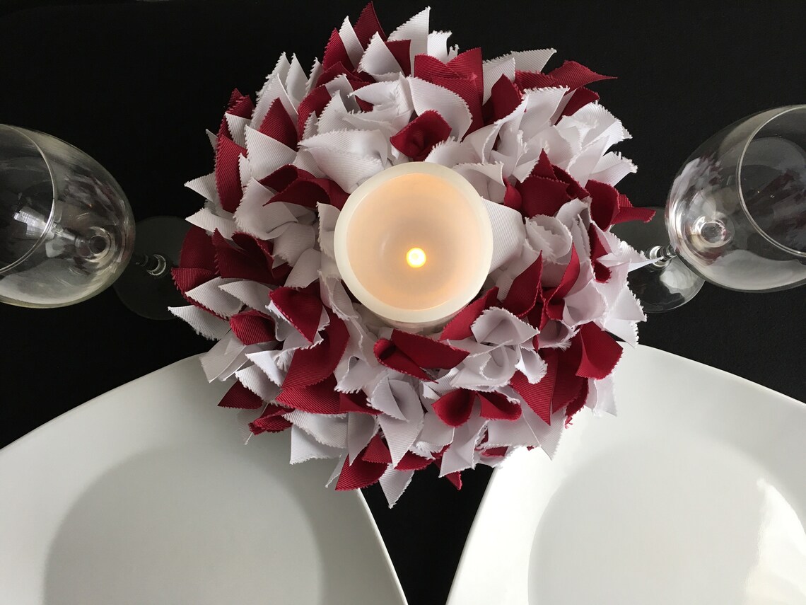 Ribbon Centerpiece for Table , Romantic dinner decor, Candlight ...