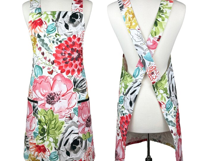 Chic Floral Japanese Apron - Personalized Cooking Gift for Mom, Grandma ...