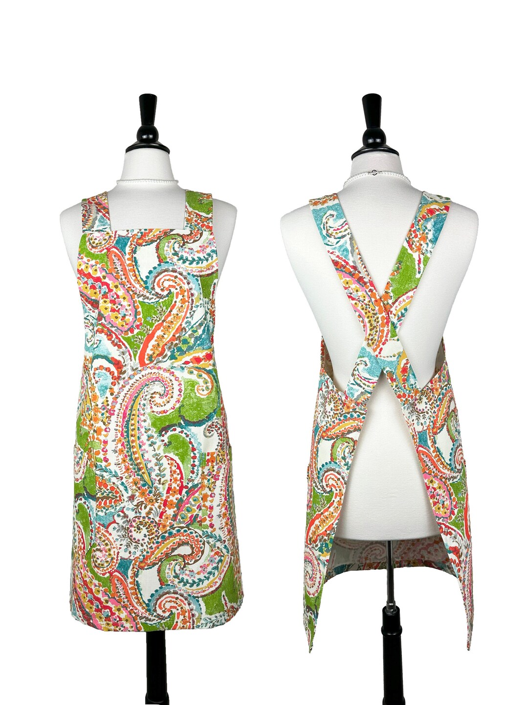 Personalized Paisley Cross Back Apron - Custom Gift for Mom, Grandma ...