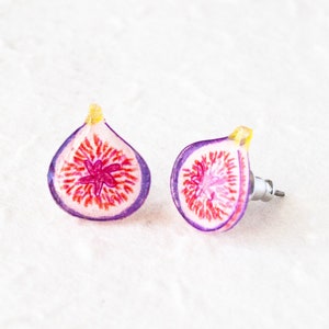 Fig Earrings / Fig Fruit Studs / Food Jewelry / Fig Fruit / Vegan ...