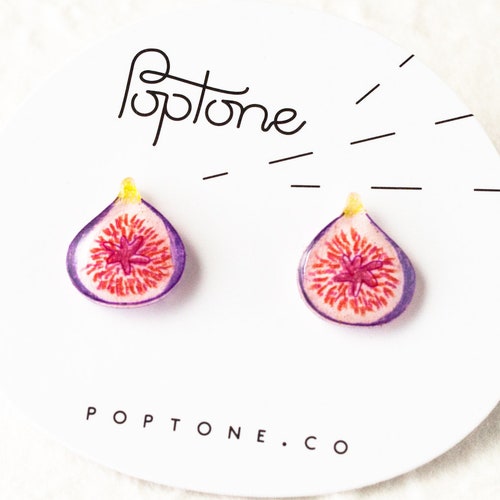 Fig Earrings / Fig Fruit Studs / Food Jewelry / Fig Fruit / | Etsy