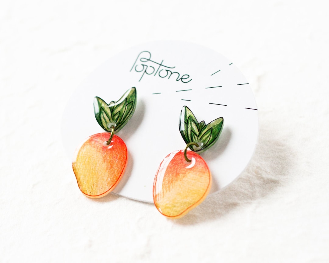 Mango Earrings / Mango Fruit Statement Earrings / Mango Jewelry - Etsy