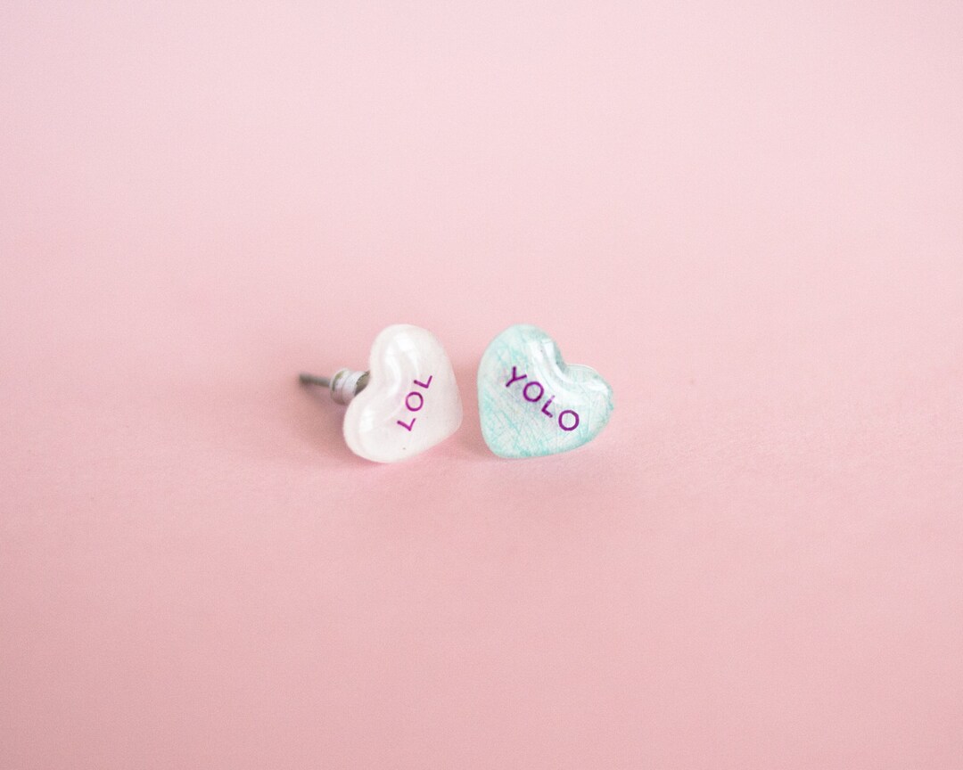 LOL + YOLO Conversation Heart Earrings / Valentines Gift for Her ...
