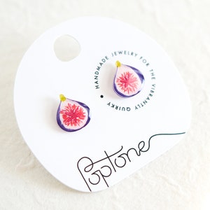 Fig Earrings / Fig Fruit Studs / Food Jewelry / Fig Fruit / Vegan ...