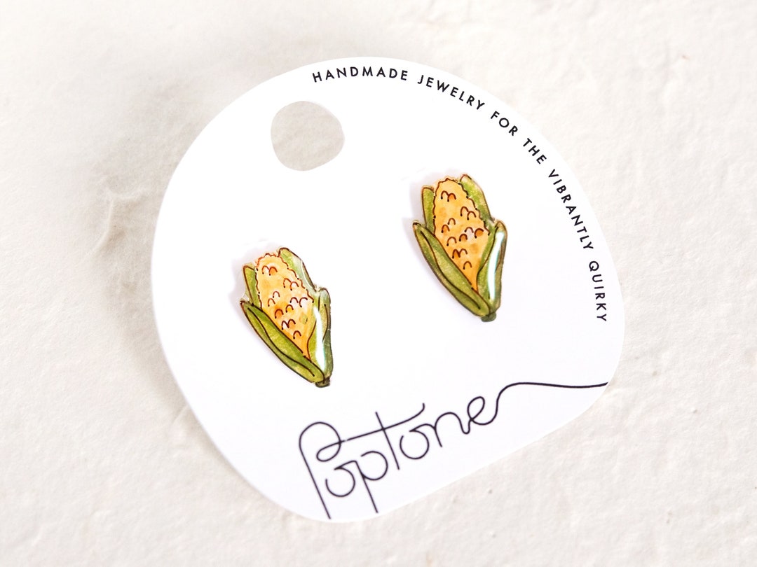 Corn Stud Earrings / Summer Corn on the Cob Food Earrings / Farm Life ...
