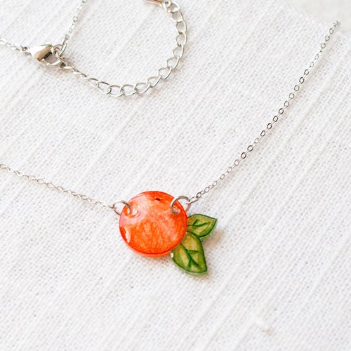 Orange Fruit Necklace Clementine Pendant Fruit Necklace - Etsy
