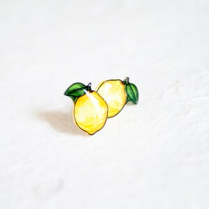 Lemon Stud Earrings / Lemon Fruit Earrings / Yellow Citrus Summer Earrings - Etsy