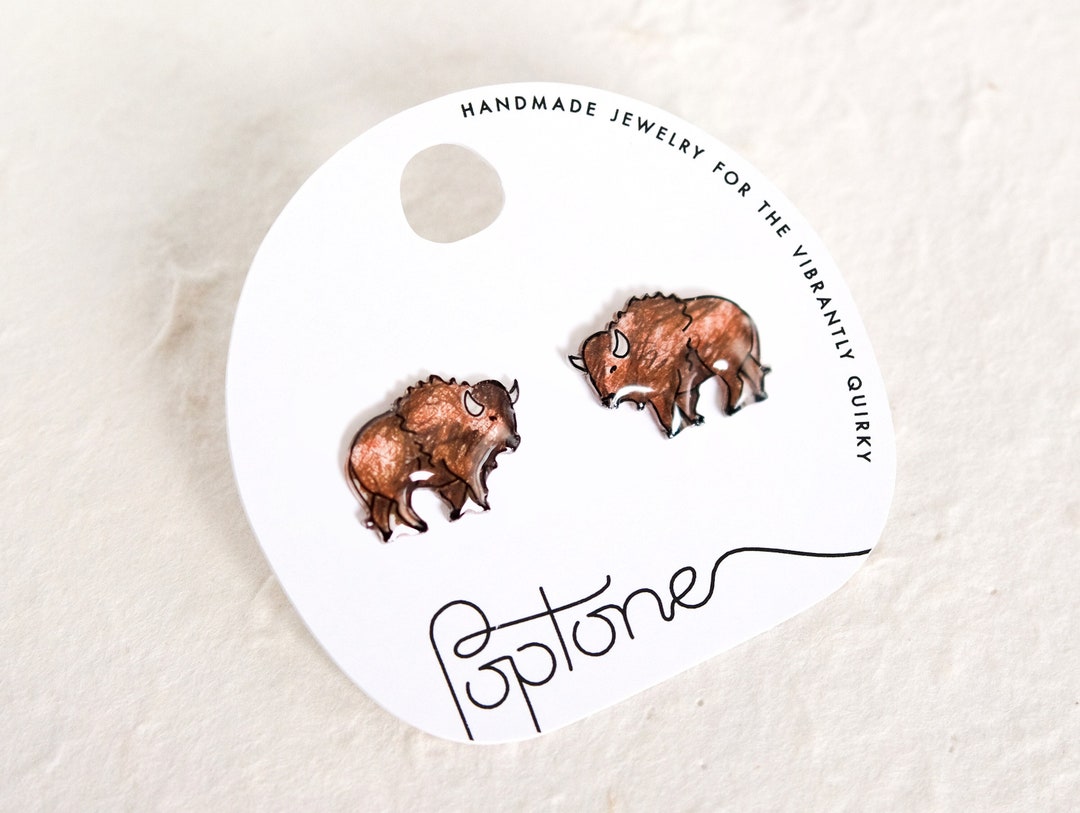 Buffalo Bison American Wildlife Animal Stud Earrings - Etsy