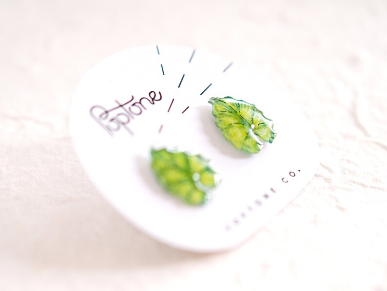 Houseplant Earrings / Elephant Ear Plant Leaf / Leaf Studs / Plant ...