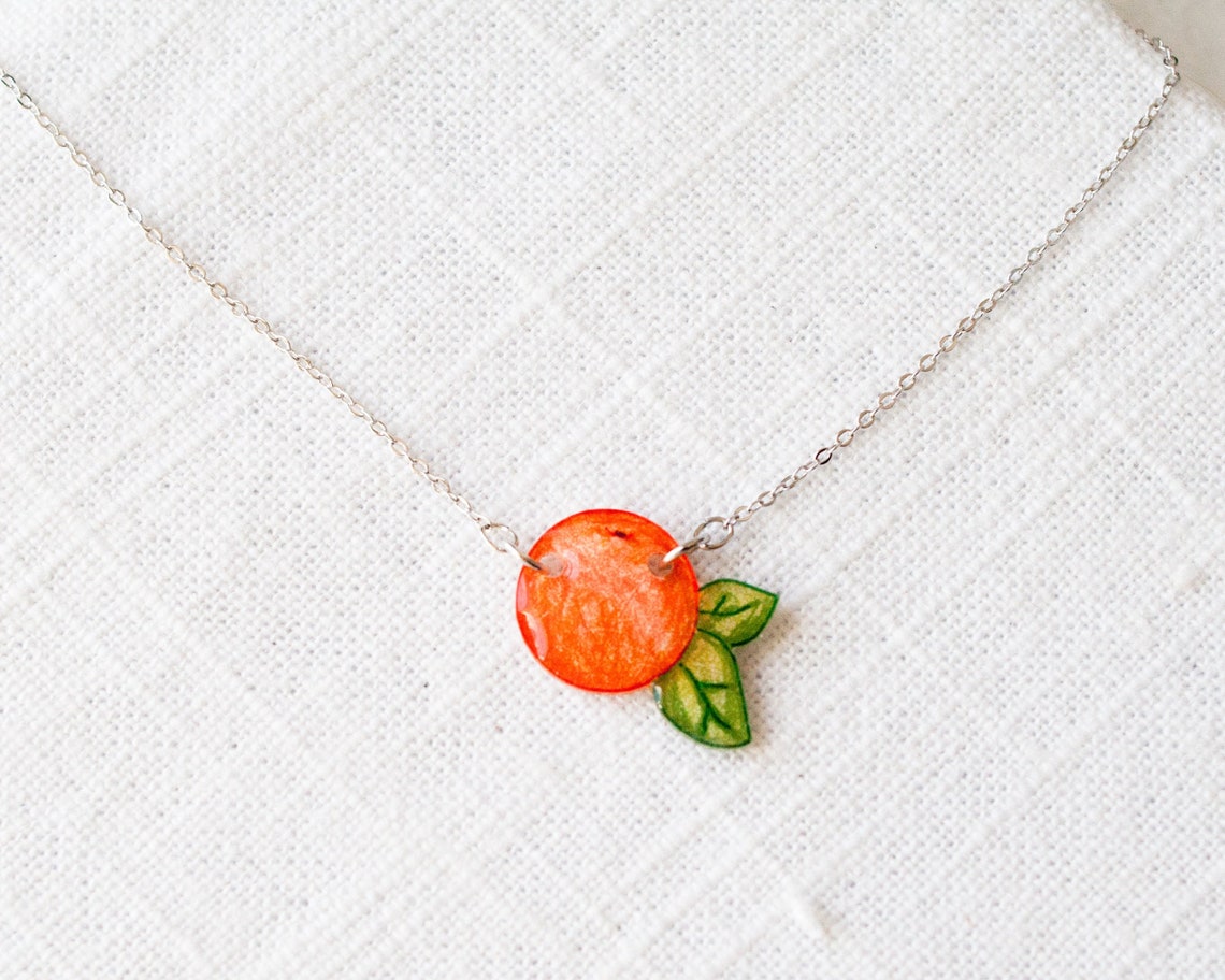 Orange Fruit Necklace Clementine Pendant Fruit Necklace | Etsy