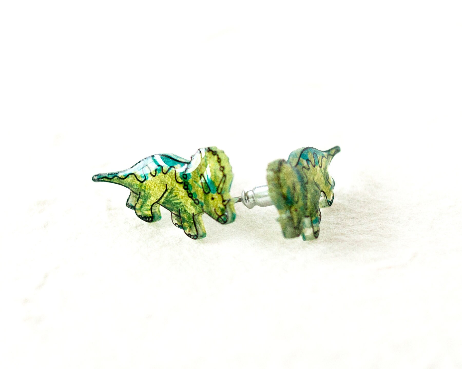 Triceratops Dinosaur Stud Earrings / Dino Jewelry / Sience | Etsy