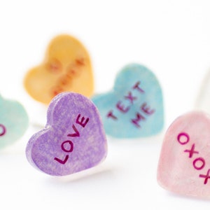 Candy Heart Valentine Earrings, YOLO + Text Me, Valentines Gift for Her ...