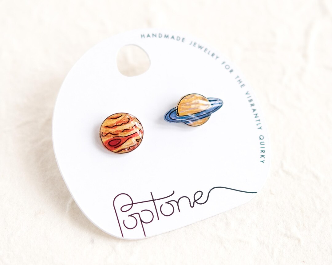 Jupiter and Saturn Planet Earrings, Galaxy Earrings, Science Stud ...