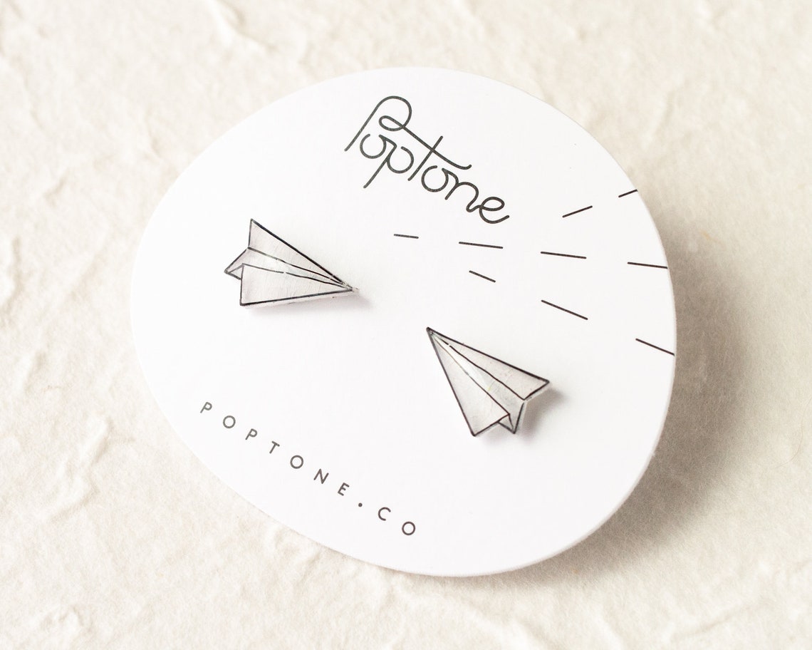 Paper Airplane Studs Airplane Earrings Paper Plane Studs - Etsy