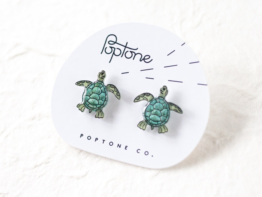 Sea Turtle Earrings Baby Sea Turtle Studs Beach Ocean Life Earrings - Etsy