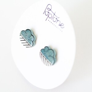 Rain Cloud Stud Earrings / Cloud Jewelry / Blue Raincloud Earrings - Etsy