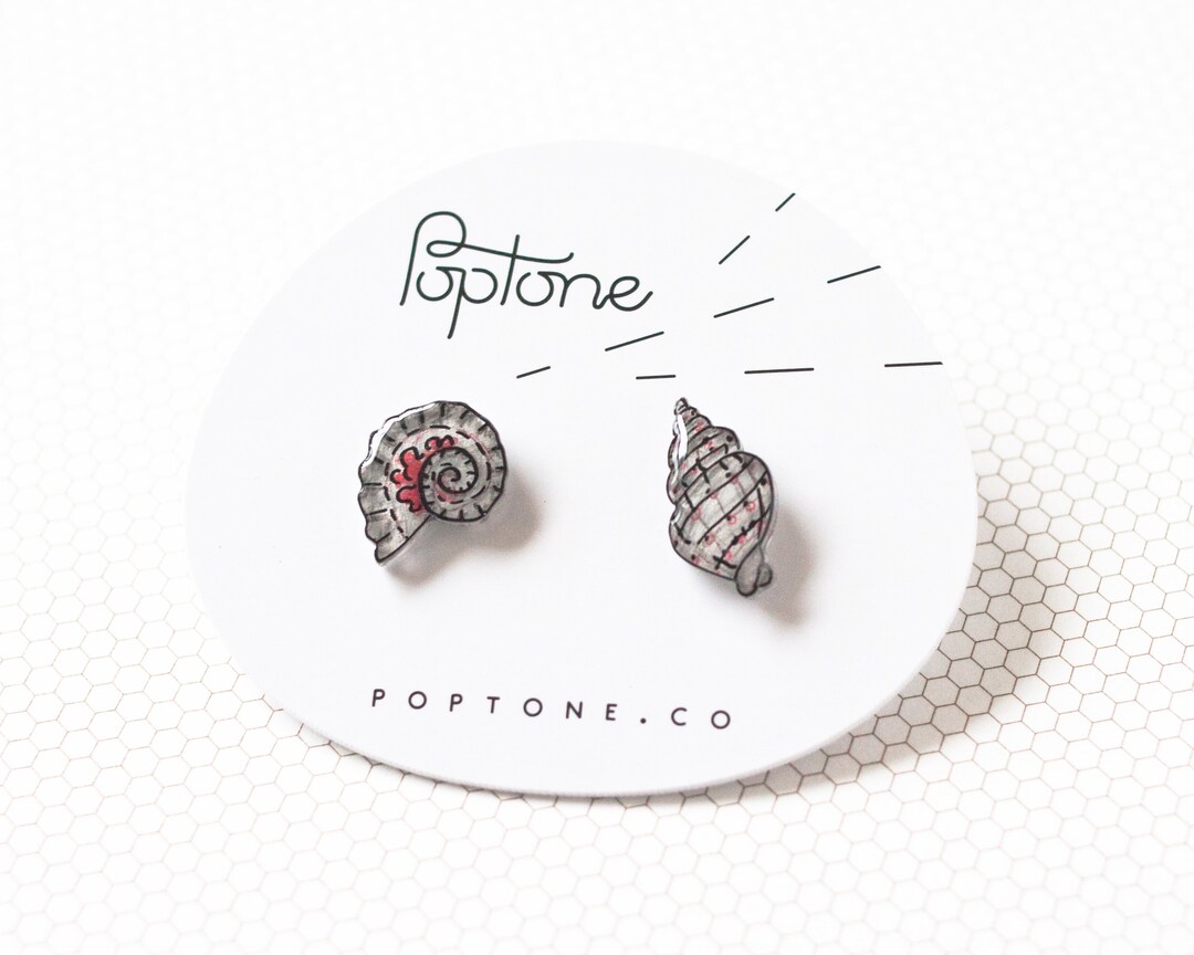 Seashell Earrings Asymmetrical Shell Studs Beach Jewelry - Etsy