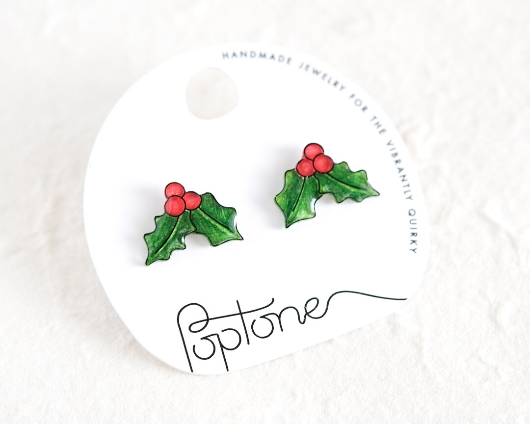 Christmas Holly Leaf Earrings | Holly and Berries Holiday Party ...
