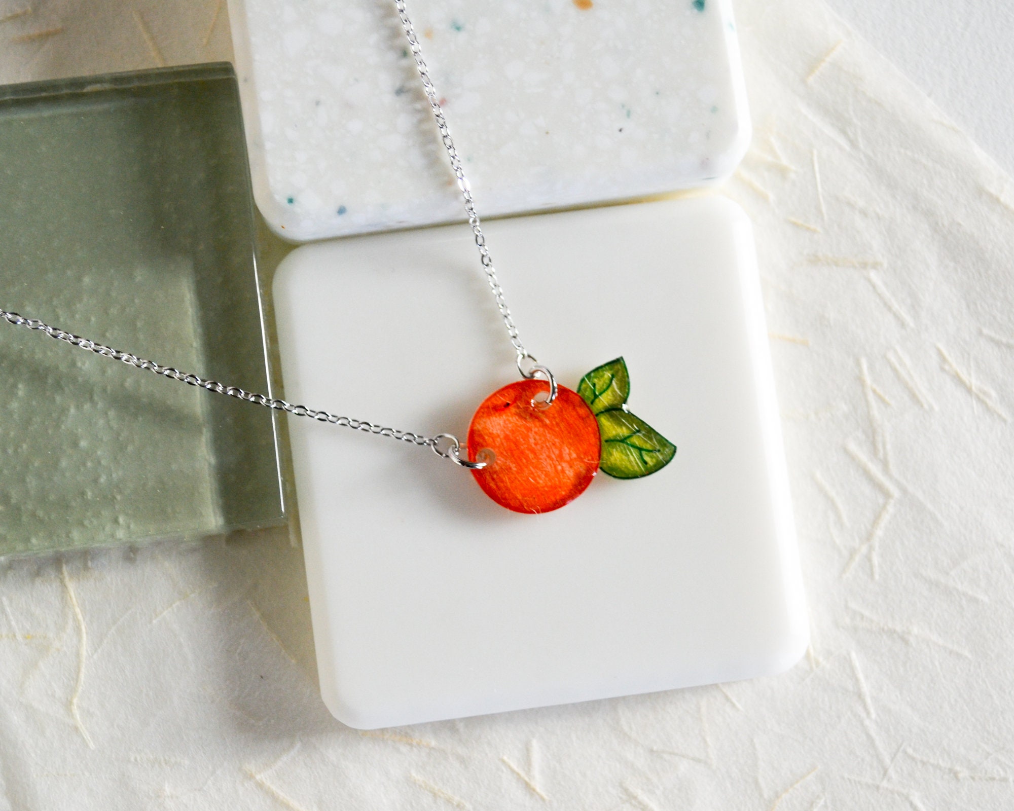 Orange Fruit Necklace Clementine Pendant Fruit Necklace | Etsy