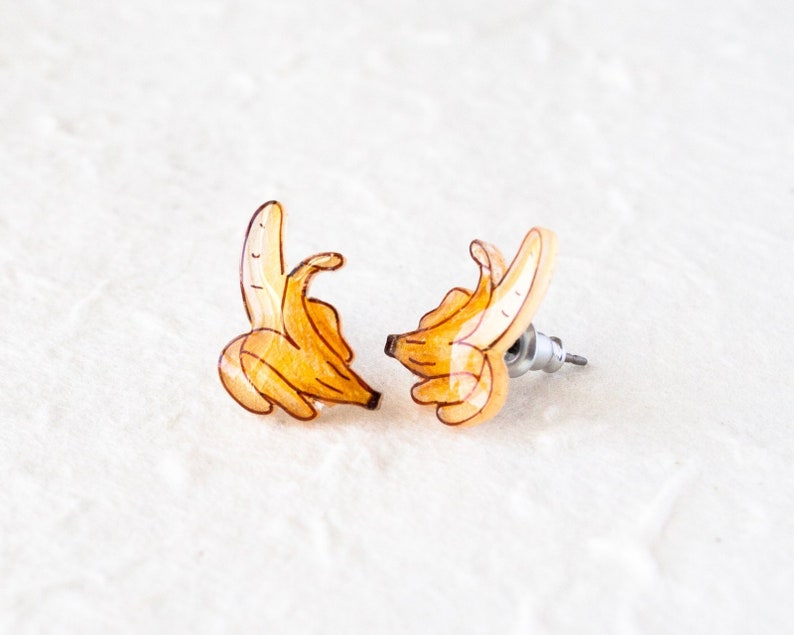 Banana Earrings / Banana Fruit Studs / Kawaii Food Earrings | Etsy