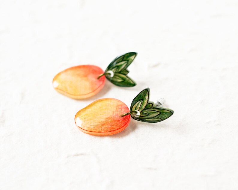 Mango Earrings / Mango Fruit Statement Earrings / Mango Jewelry - Etsy