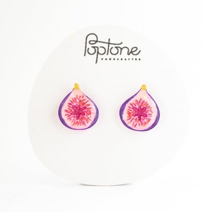 Fig Earrings / Fig Fruit Studs / Food Jewelry / Fig Fruit / | Etsy