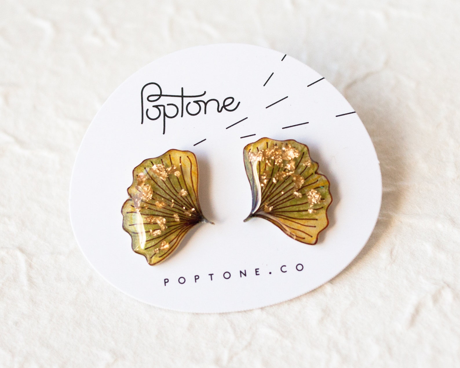 Ginkgo Leaf Earrings With Gold Leaf / Ginkgo Biloba Statement - Etsy
