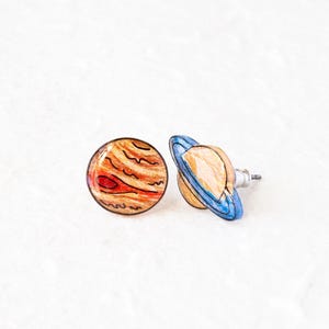Jupiter and Saturn Planet Earrings, Galaxy Earrings, Science Stud ...