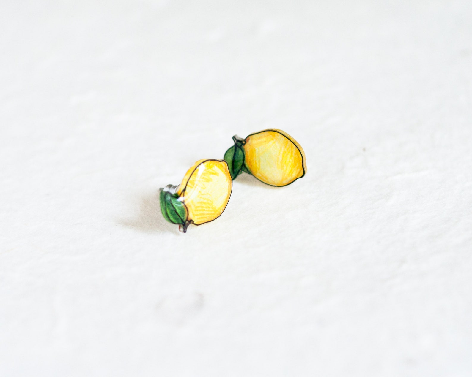 Lemon Stud Earrings / Lemon Fruit Earrings / Yellow Citrus Summer ...