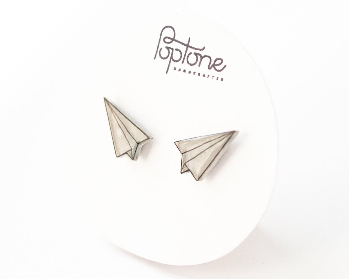 Paper Airplane Studs Airplane Earrings Paper Plane Studs - Etsy