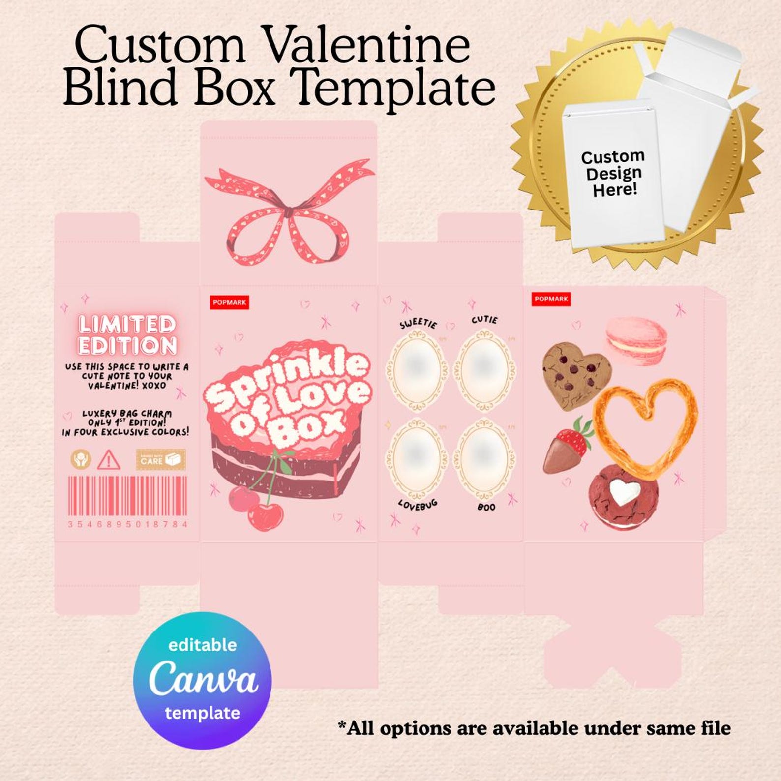 Custom Valentines Blind Box Canva Template - Etsy