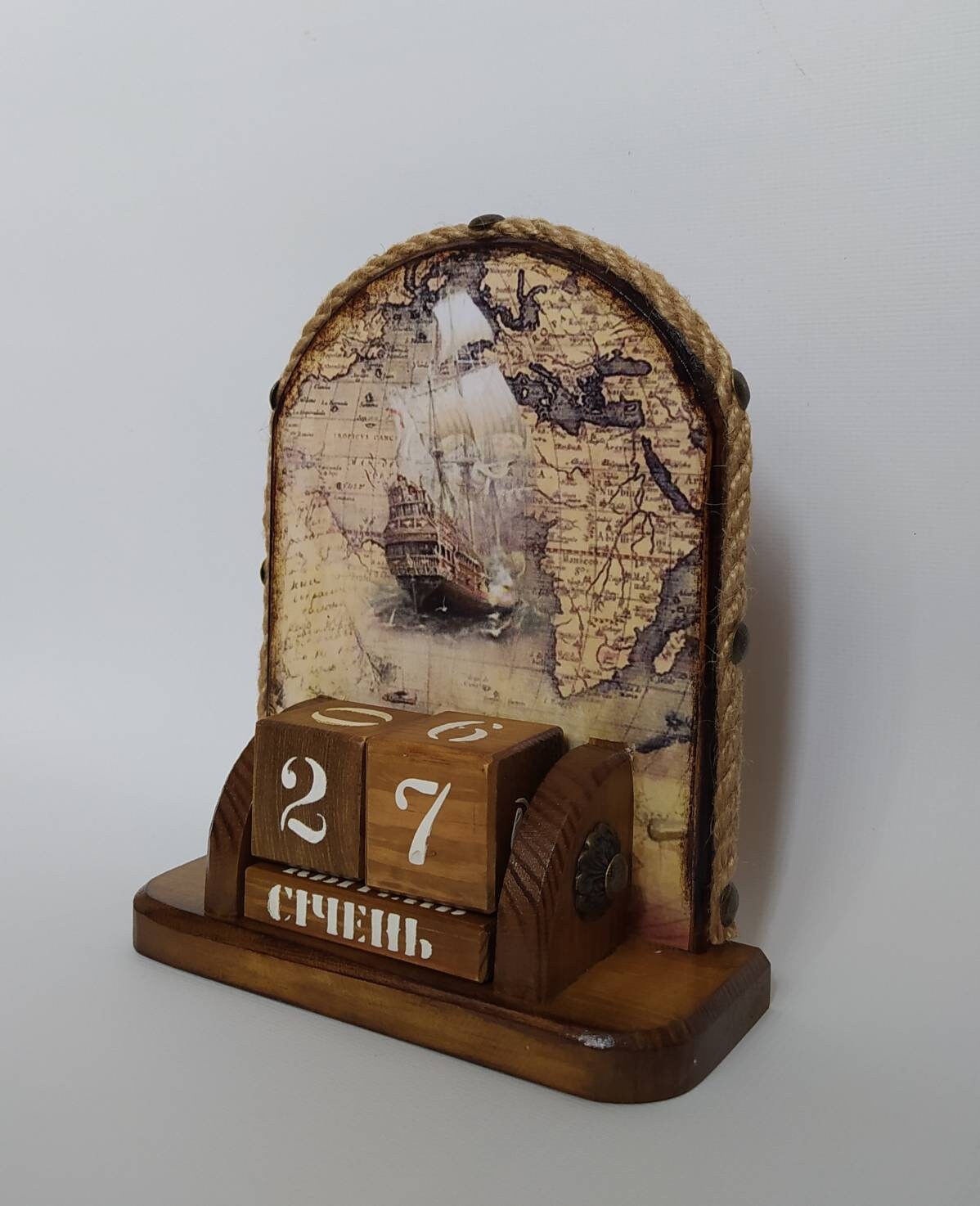 Wooden Tabletop Perpetual Calendar From a Pirate Ship - Etsy