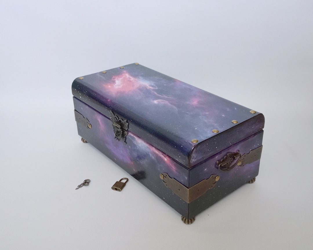 Large Fantasy Cosmic Wooden Chest With a Lock,eco Gift - Etsy