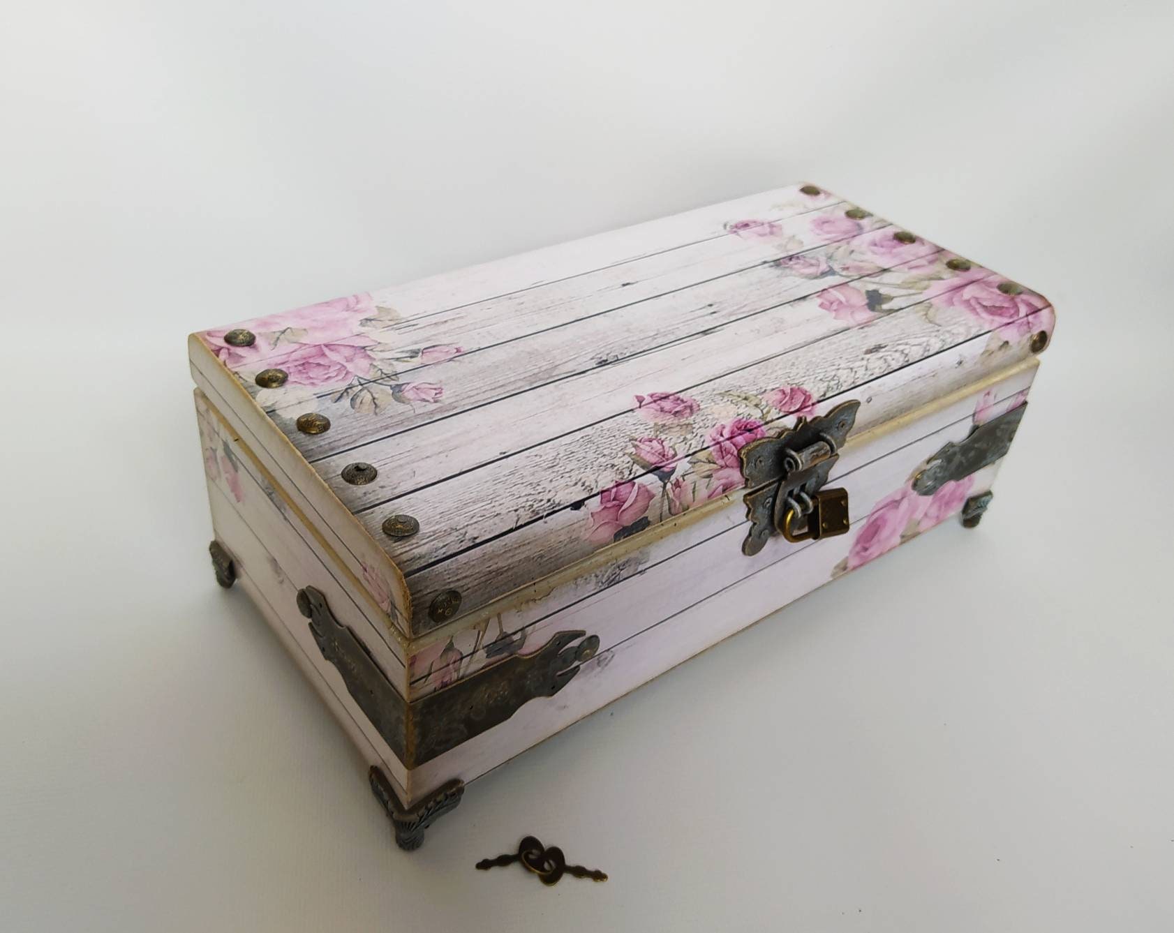 Chest Large Wooden Eco Gift Box in Shabby Chic With Lock - Etsy