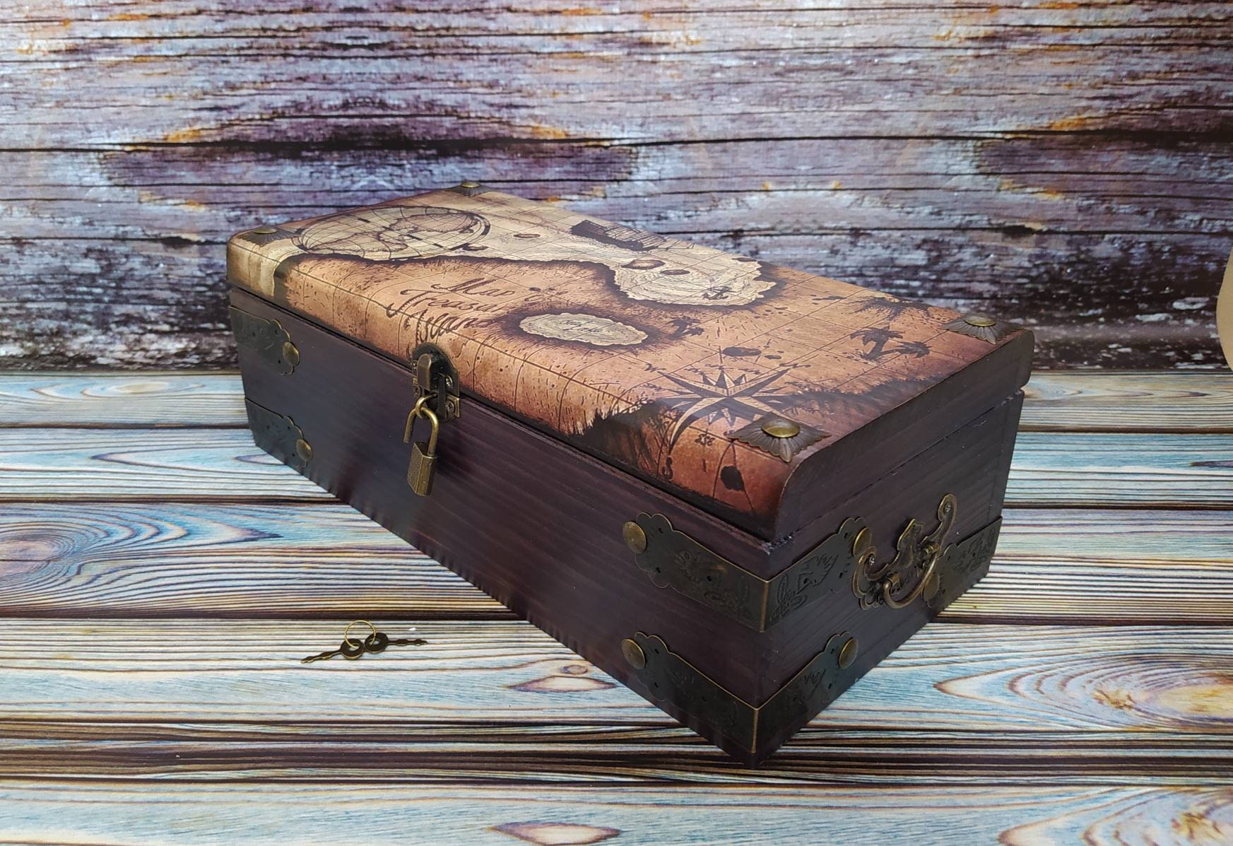 Pirates Chest Large Wooden Keepsake Box Decor Rustic With Lock - Etsy