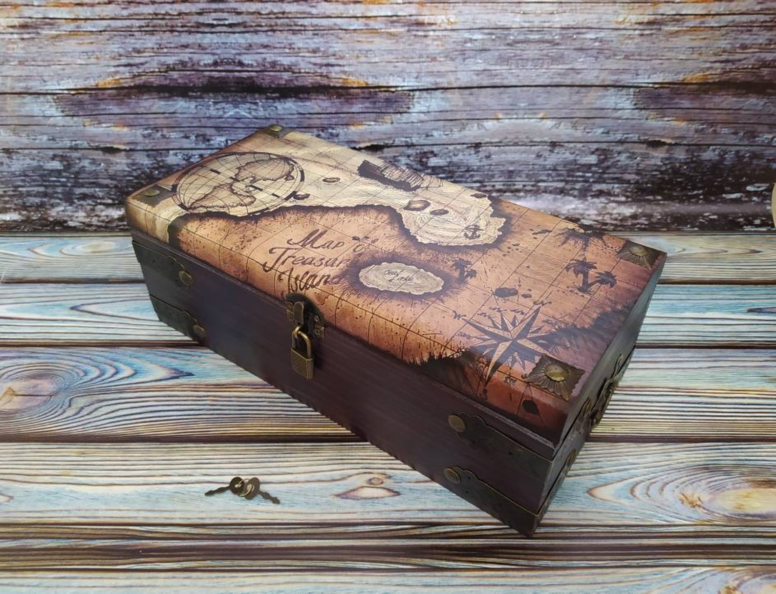 Pirates Chest Large Wooden Keepsake Box Decor Rustic With Lock - Etsy